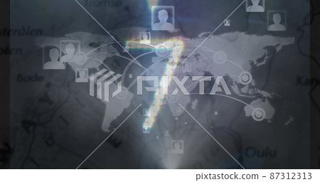Image of network of connections over map - Stock Illustration [87312313 ...