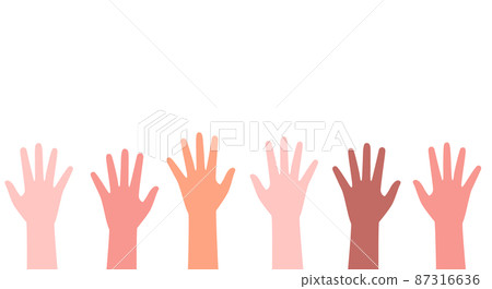 Vector illustration of people raising hands - Stock Illustration ...