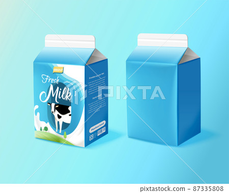 Blue milk carton package set - Stock Illustration [87335808] - PIXTA