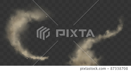 Smoke trails set, dirty fire smog design elements - Stock Illustration ...