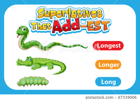 Superlatives Adjectives for word long - Stock Illustration [87339006 ...