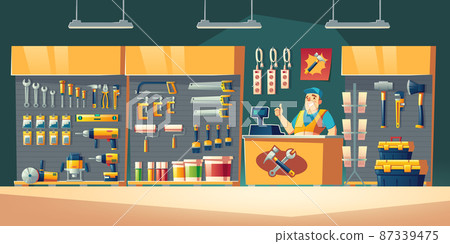 Tools store, hardware construction shop interior - Stock Illustration ...
