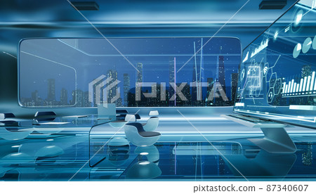 Modern sci-fi futuristic interior office design - Stock Illustration ...