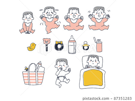 A set of baby and child-rearing goods, a... - Stock Illustration ...