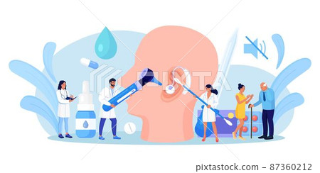 Deafness, Hearing Loss. Doctors Check Health of... - Stock Illustration ...