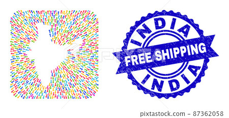 Free Shipping Watermark Badge and India Map... - Stock Illustration ...