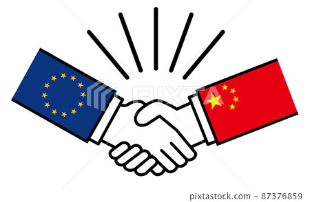 Euro and China, handshake with national flag,... - Stock Illustration ...