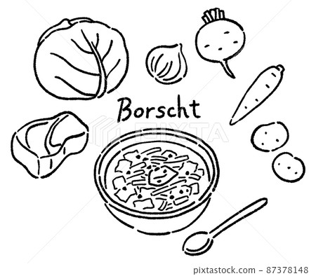 Vector illustration set of borscht and... - Stock Illustration ...