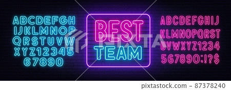 Best team neon sign on a brick background.-插圖素材 [87378240] - PIXTA圖庫