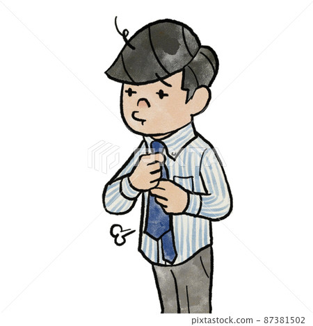 A man who is not good at adjusting the length... - Stock Illustration ...