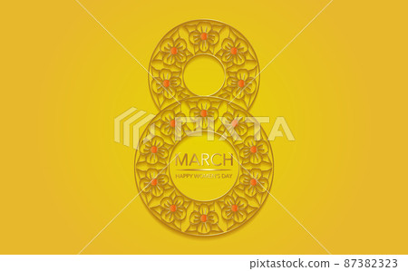 Eight of gold flowers, 8 march luxury postcard....-插圖素材 [87382323 ...