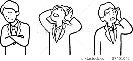 Illustration set of businessmen who are worried... - Stock Illustration ...