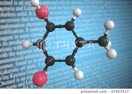 Orcinol scientific molecular model, 3D rendering - Stock Illustration ...