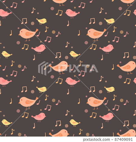 colorful cute bird with music note seamless for... - Stock Illustration ...