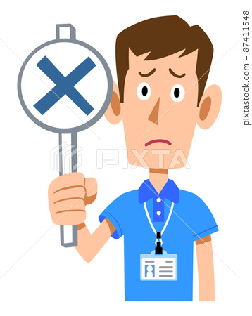 A gesture of raising an incorrect tag of a male... - Stock Illustration ...