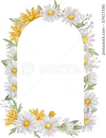 Watercolor daisy flower frame - Stock Illustration [87417590] - PIXTA