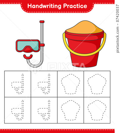 Handwriting practice. Tracing lines of Sand... - Stock Illustration ...