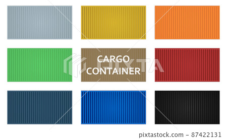 Set of 9 patterns of background cargo...-插圖素材 [87422131] - PIXTA圖庫