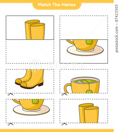 Match the halves. Match halves of Rubber Boots... - Stock Illustration ...
