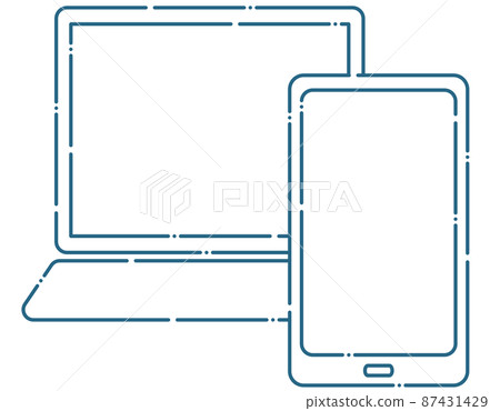 Simple smartphone tablet computer frame blue... - Stock Illustration ...