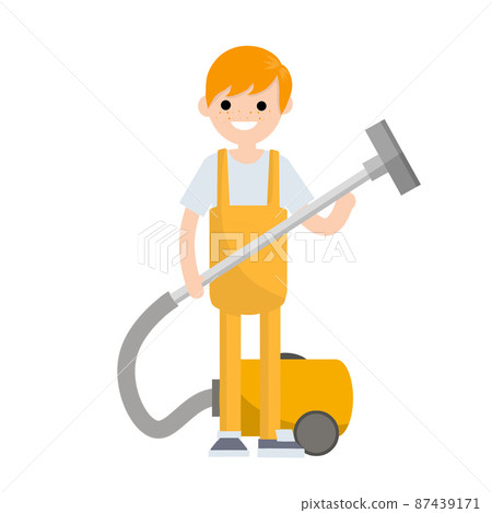 Cartoon flat illustration - cleaning from dust.... - Stock Illustration ...