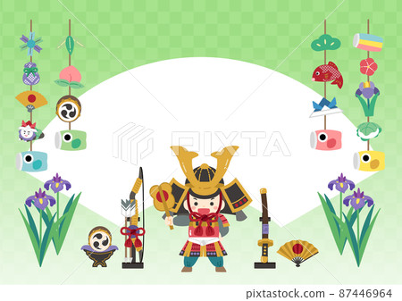 Frame illustration of a boy wearing a tsurushi... - Stock Illustration ...