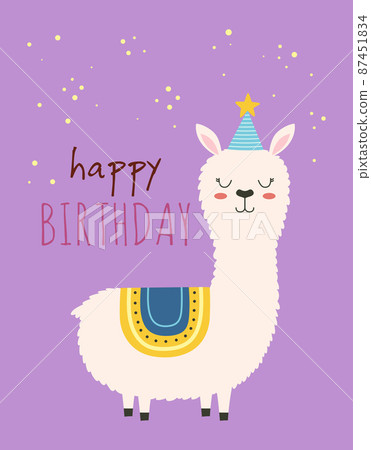 greeting card with cartoon llama, vector... - Stock Illustration ...