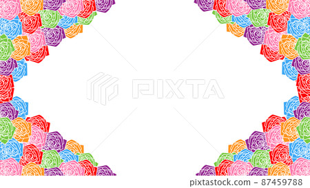 Colorful rose frame - Stock Illustration [87459788] - PIXTA