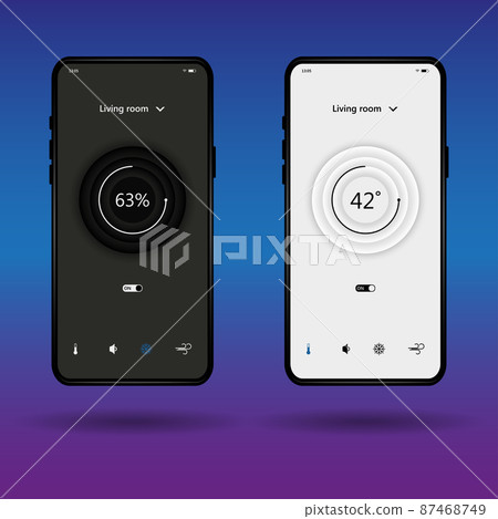 Dashboard interface and UX kit. Climate control...-插圖素材 [87468749 ...