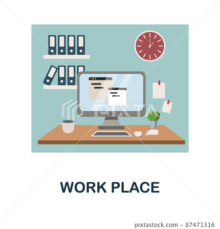 Work Place flat icon. Colored element sign from... - Stock Illustration ...