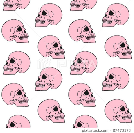 Vector seamless pattern of hand drawn pink skull - Stock Illustration ...