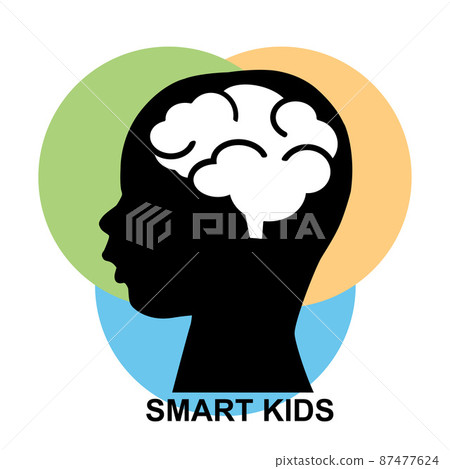 Smart kids concept. Child brain icon vector - Stock Illustration ...