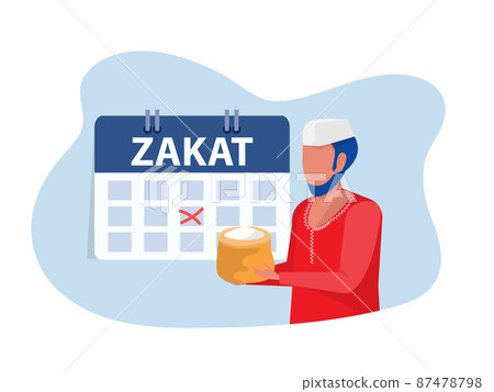 Muslim man pay Zaket financial,from profit on... - Stock Illustration ...