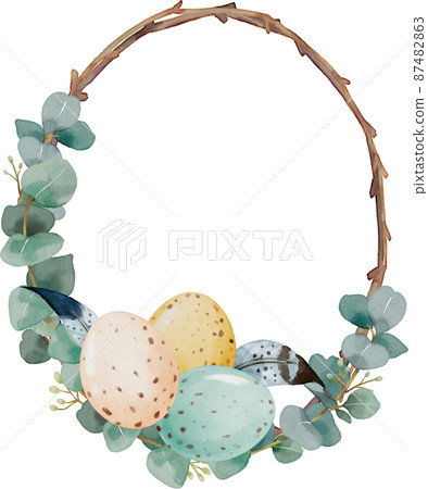 Watercolor Easter Eggs Frame - Stock Illustration [87482863] - PIXTA