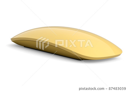 Realistic gold wireless computer mouse with... - Stock Illustration ...