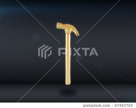 Gold instruments isolated a dark background. 3d... - Stock Illustration ...