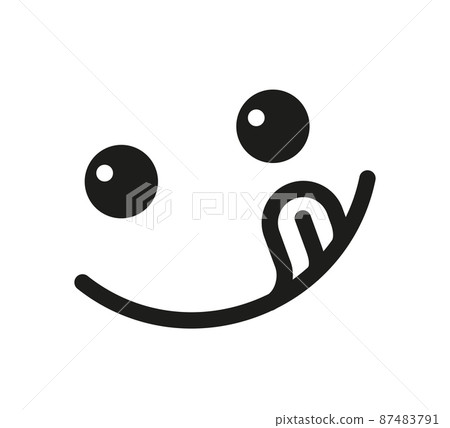 Yummy smile emoji with tongue lick mouth.... - Stock Illustration ...