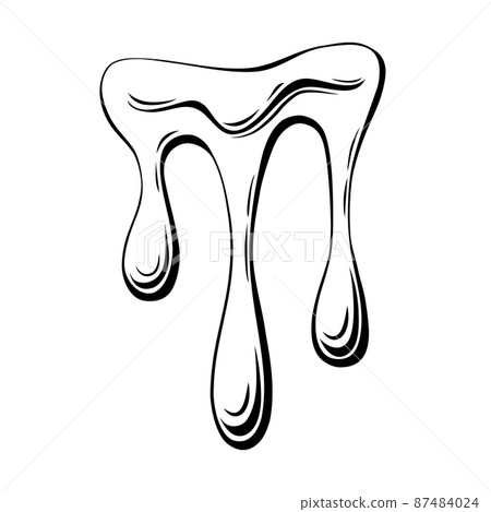 Dripping liquid outline. Contoured black and... - Stock Illustration ...
