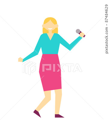 Female Singing with Mike, Vector Illustration - Stock Illustration ...