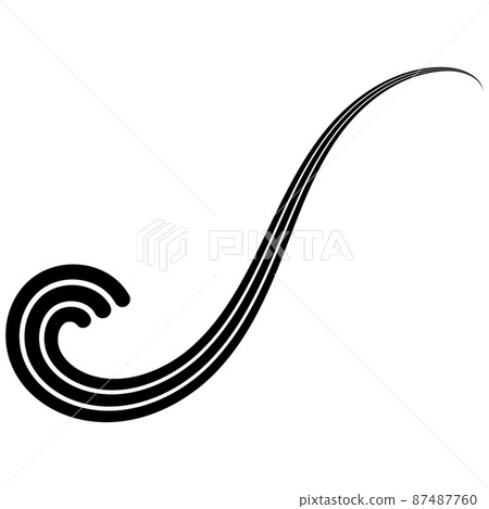 Curved three stripe calligraphy curl, sea wave... - Stock Illustration ...
