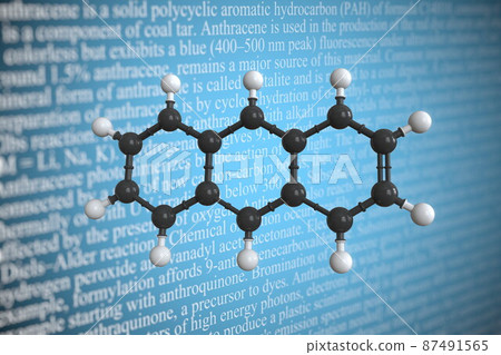 Anthracene scientific molecular model, 3D... - Stock Illustration ...