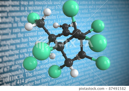Molecular model of toxaphene, 3D rendering - Stock Illustration ...