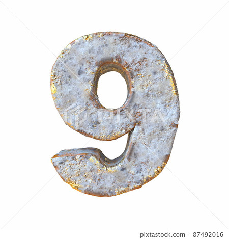 Stone with golden metal particles Number 9 NINE 3D - Stock Illustration ...