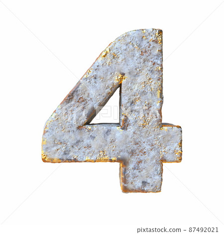 Stone with golden metal particles Number 4 FOUR 3D - Stock Illustration ...