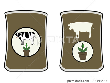 Illustration set of cow dung compost with a... - Stock Illustration ...