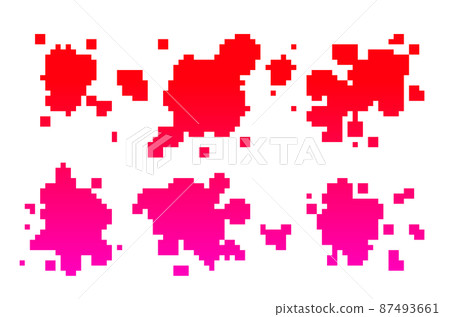 Pixel art paint splatter (red) - Stock Illustration [87493661] - PIXTA