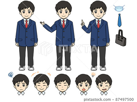 A male student in a blazer who guides and... - Stock Illustration ...