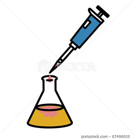 Erlenmeyer flask liquid dripping icon with a... - Stock Illustration ...