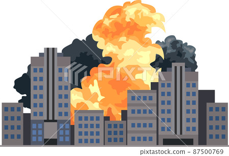 Urban Warfare Explosion Air Strike Terrorism... - Stock Illustration ...