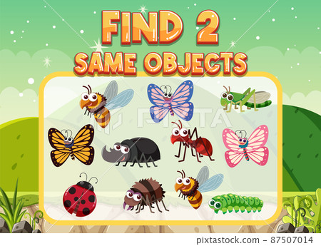 Find 2 same object worksheet for children - Stock Illustration ...